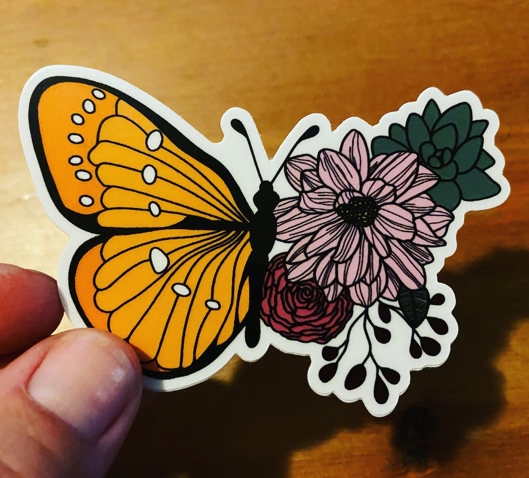 Floral Butterfly Sticker Decal - Etsy