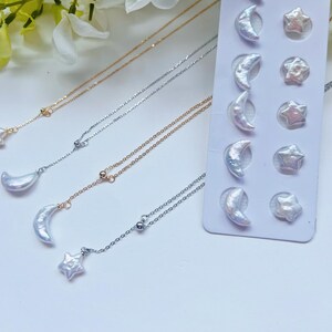 Freshwater Star Moon Pearl Necklace adjustable Minimalist Pearl Y ...