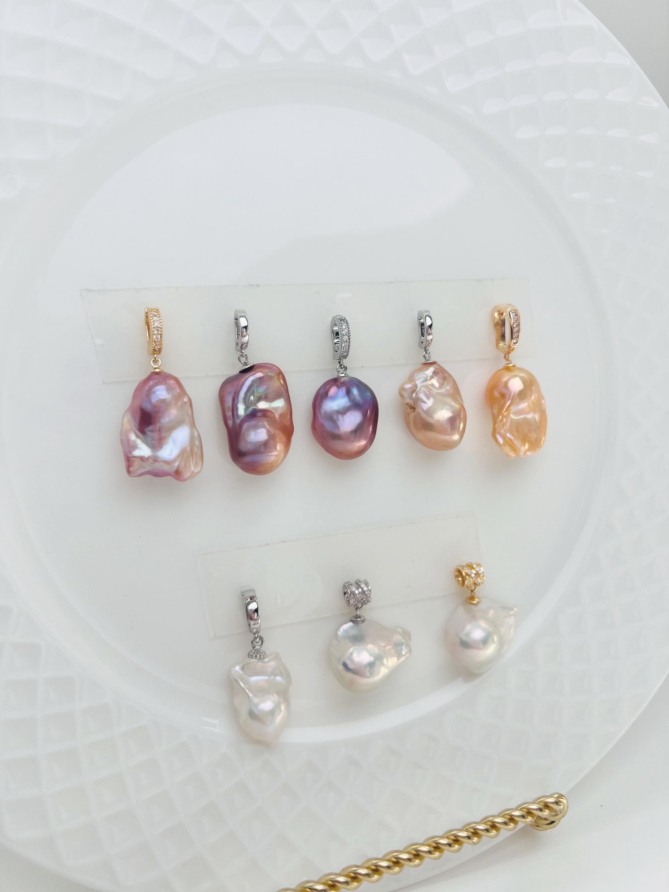 Baroque Fireball Pearl Pendant: Pink Purple Freshwater Pearl Necklace ...