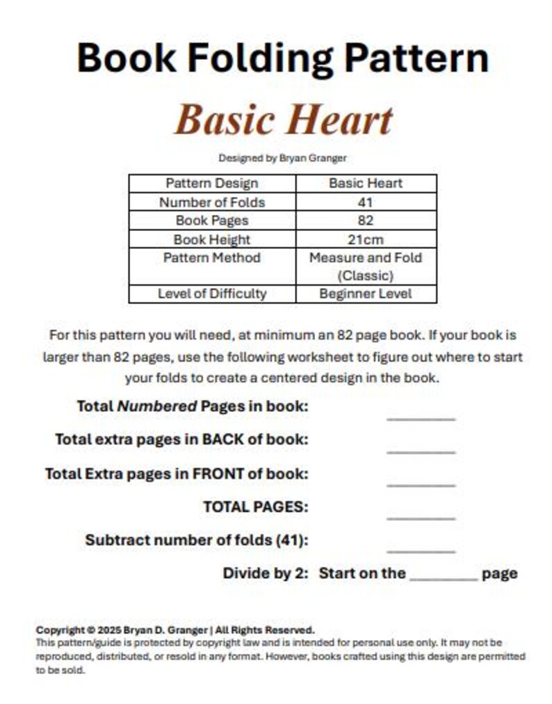 Beginner Book Folding Pattern: Basic Heart Beginner Level | Measure and ...