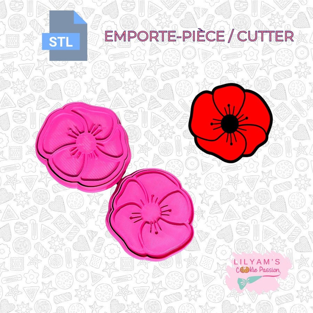 Digital Download Cookie Cutter and Stamp With Handle POPPY STL File 3D ...