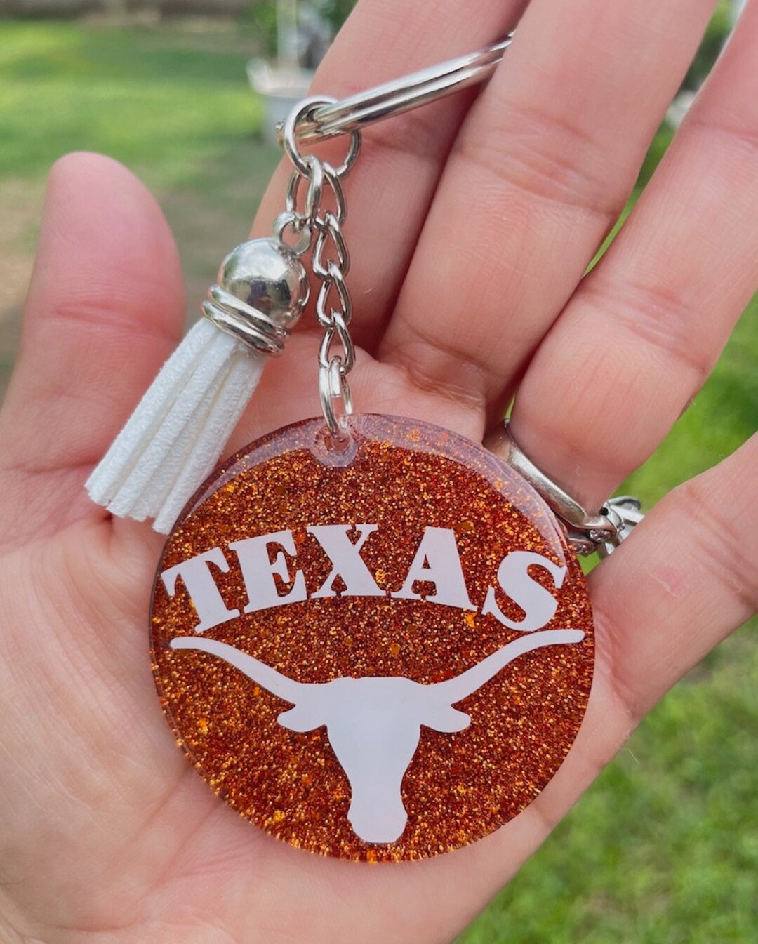 Longhorn Acrylic Keychain/ Texas Glitter Keychain - Etsy