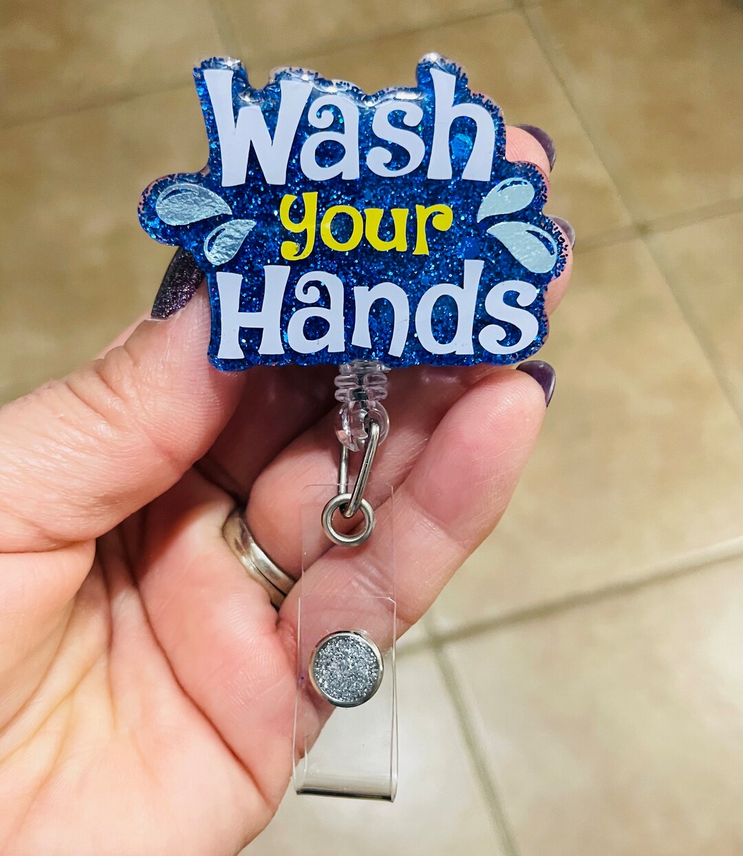 Wash Your Hands White Letters Badge Reel/badge Holder - Etsy