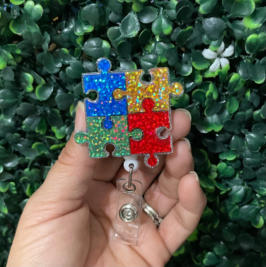 Autism Awareness Puzzle Badge Reel/teacher/ School Badge Holder - Etsy