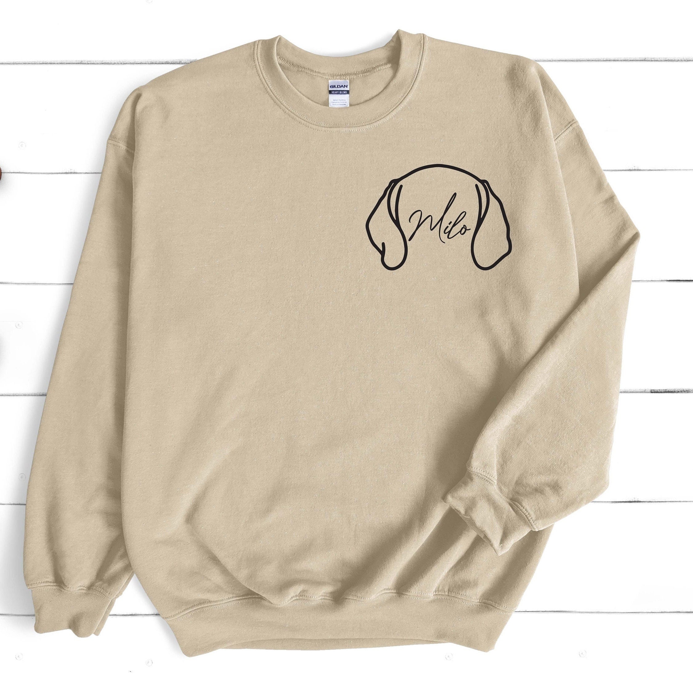 Custom Dog Ear Sweatshirt Pet Name Dog Tee Pet Line - Etsy