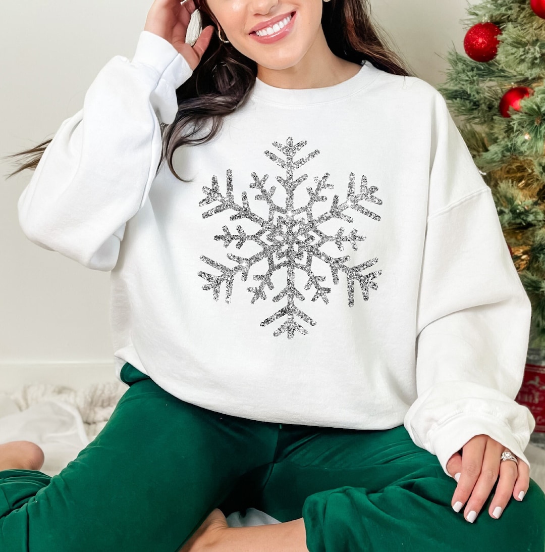 Snowflake Christmas Sweatshirt, Cute Holiday Sweatshirt, Snow Christmas ...