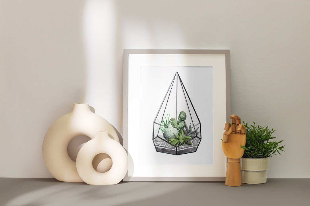 Succulent Terrarium- Watercolour Painting Print by Artworksbysd - Etsy