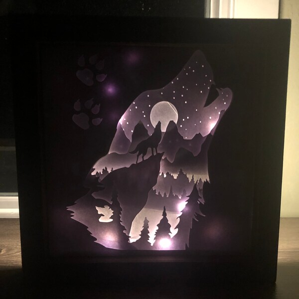 Wolf Shadow Box - Etsy