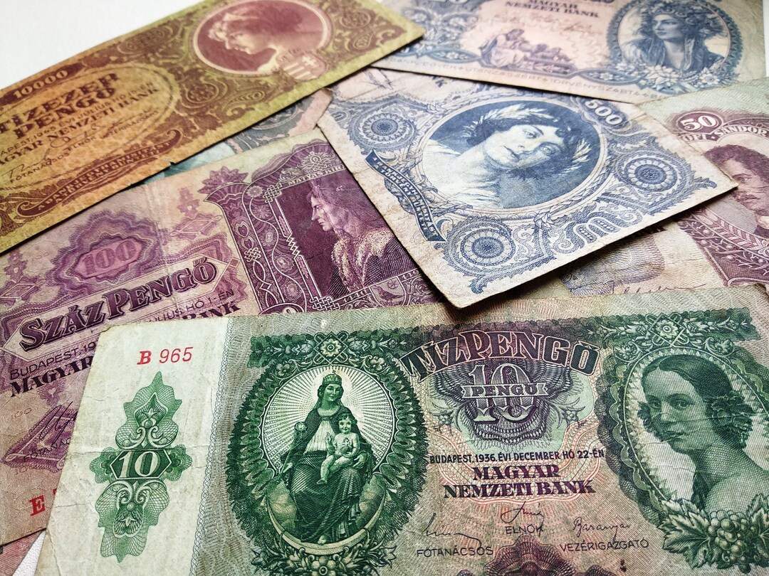 Set of 7 Hungarian Genuine Banknotes, Hungarian Pengő, Paper Money ...