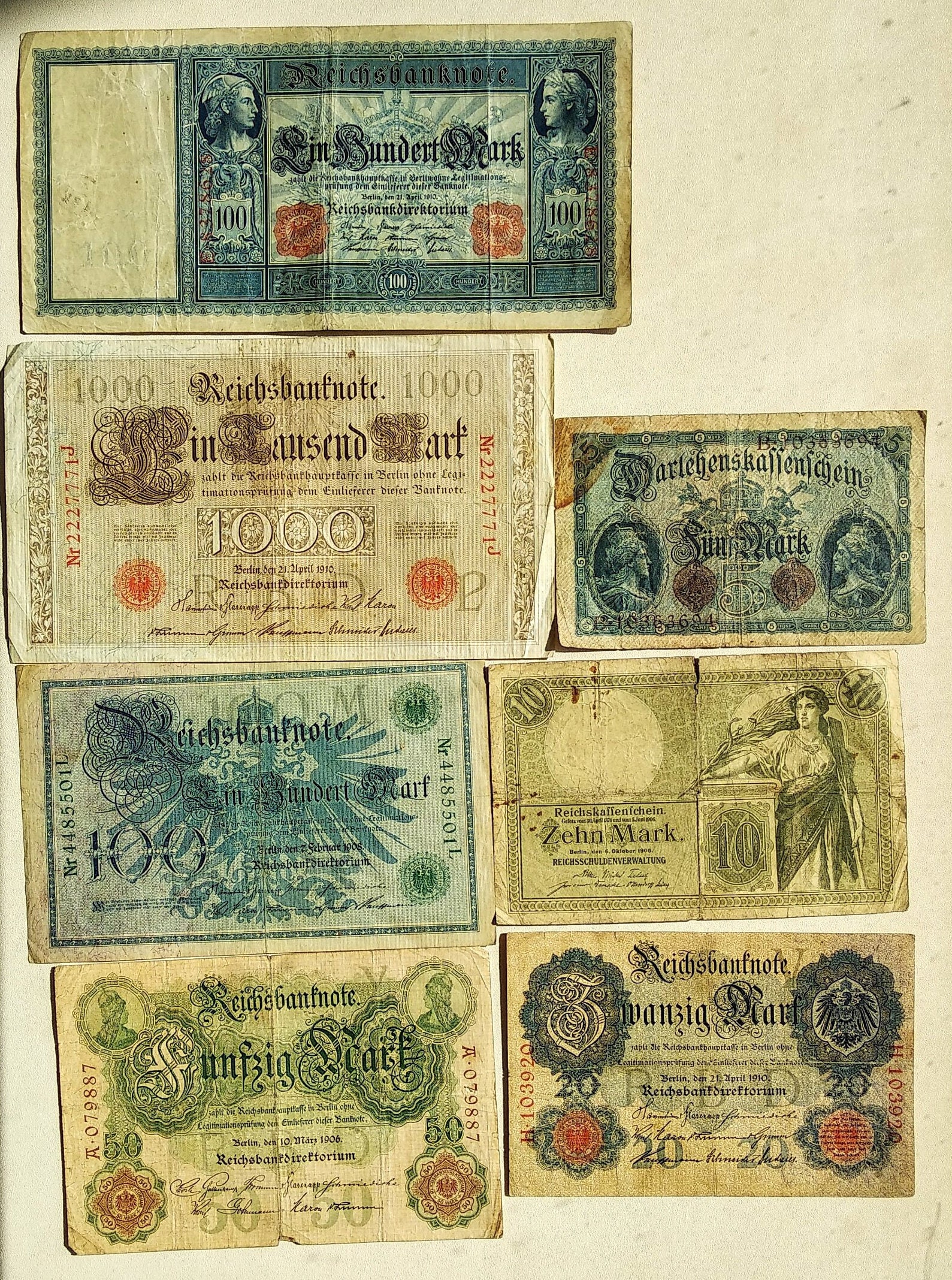 Set of 7 the German Empire Genuine Banknotes Antique Money - Etsy