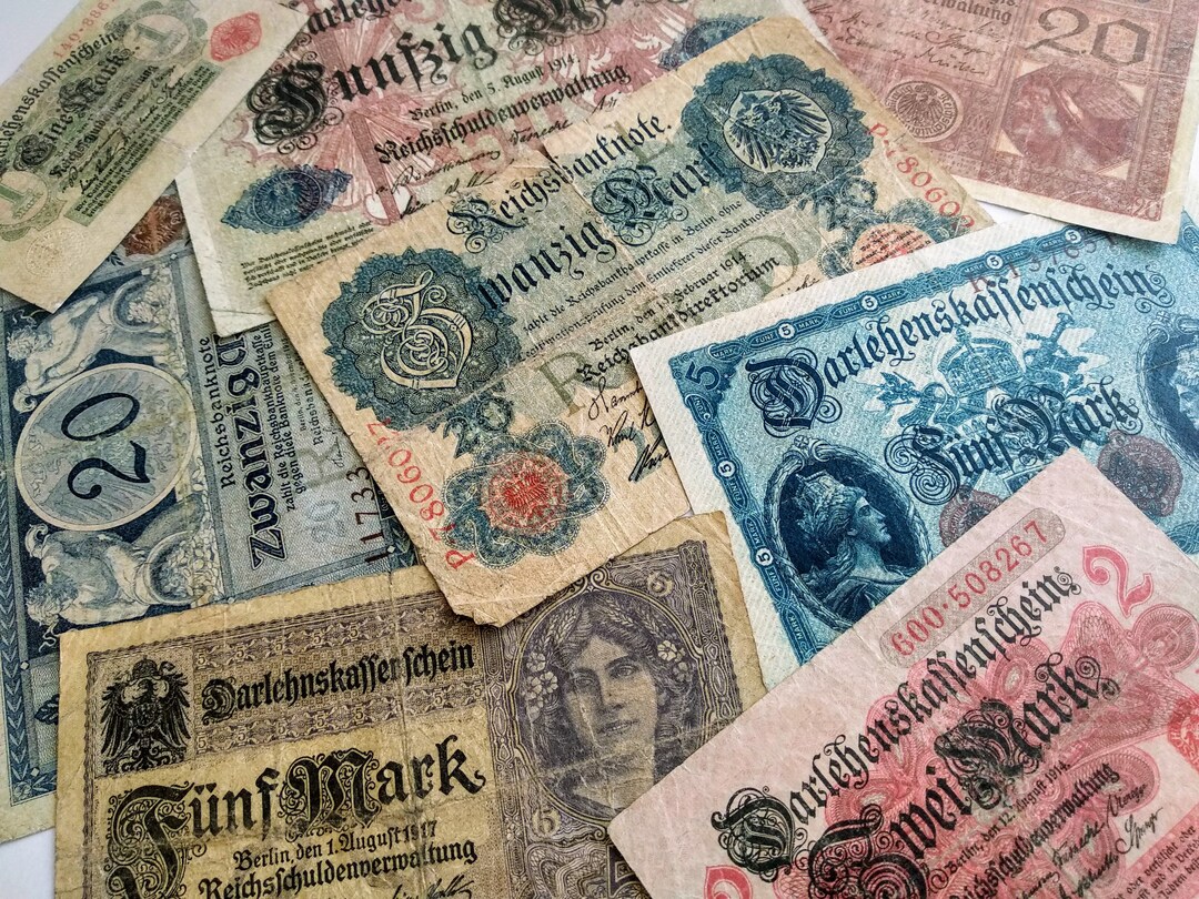 Set of 8 the German WWI Genuine Banknotes, Antique Money Paper Money ...