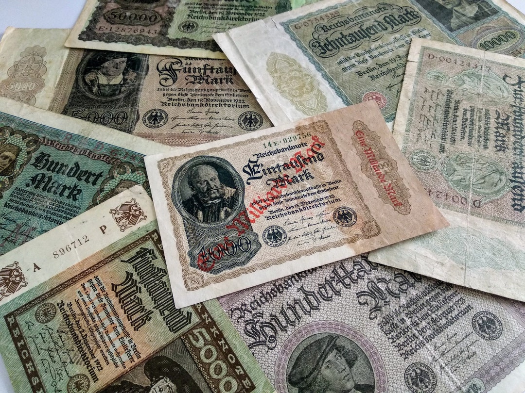 Set of 8 Pre-ww II German Genuine Banknotes, Antique Money Paper Money ...
