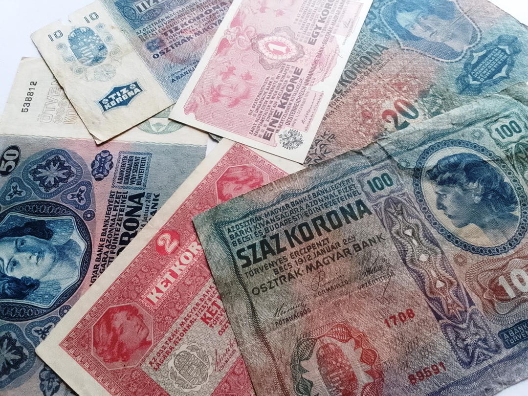 Set of 6 the Austro-hungarian Empire Genuine Banknotes, Antique Money ...