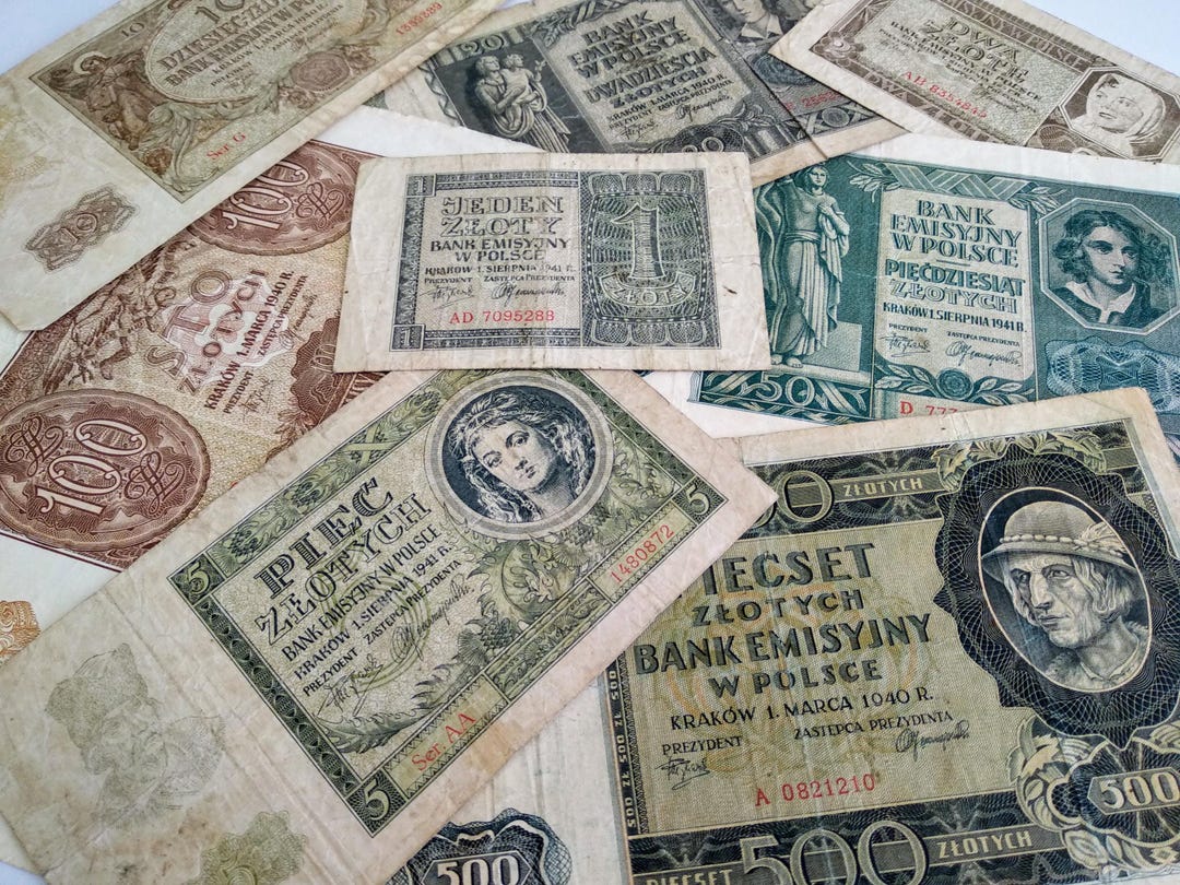 Set of 8 Old Polish Genuine Banknotes, Antique Money, Paper Money ...