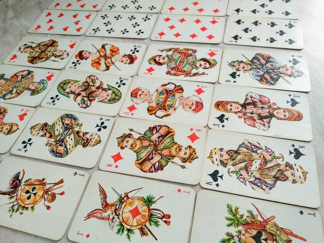 Vintage Soviet Genuine Playing Cards, Deck of 36 Cards, Russian Playing ...