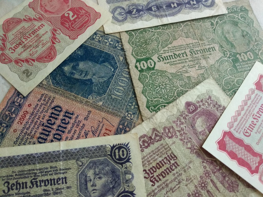 Set of 7 the Austrian Genuine Banknotes, Antique Money, Paper Money ...