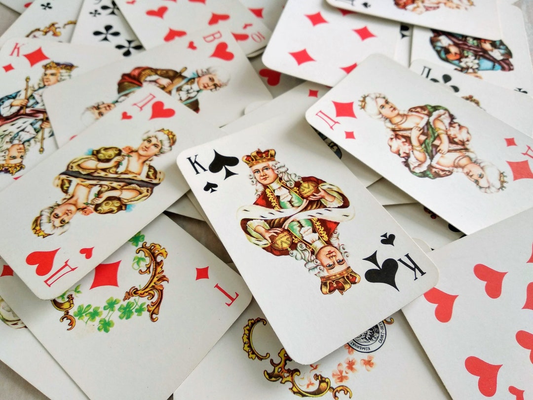 Vintage Soviet Genuine Playing Cards, Deck of 36 Cards, Russian Playing ...