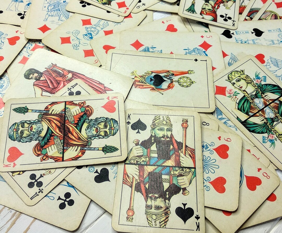 Vintage Soviet Reprint Playing Cards, Deck of 54 Cards, Russian Playing ...