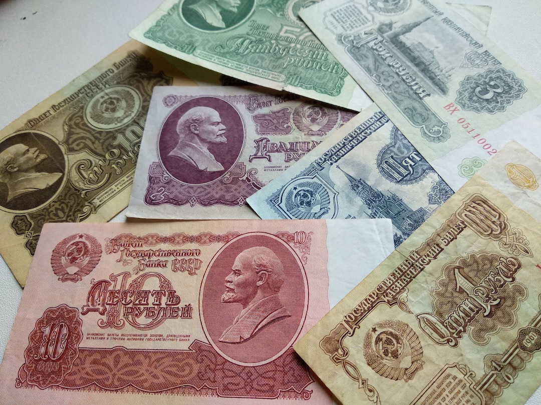 Set of the 7 Soviet Banknotes, Vintage Soviet Money, Paper Money ...