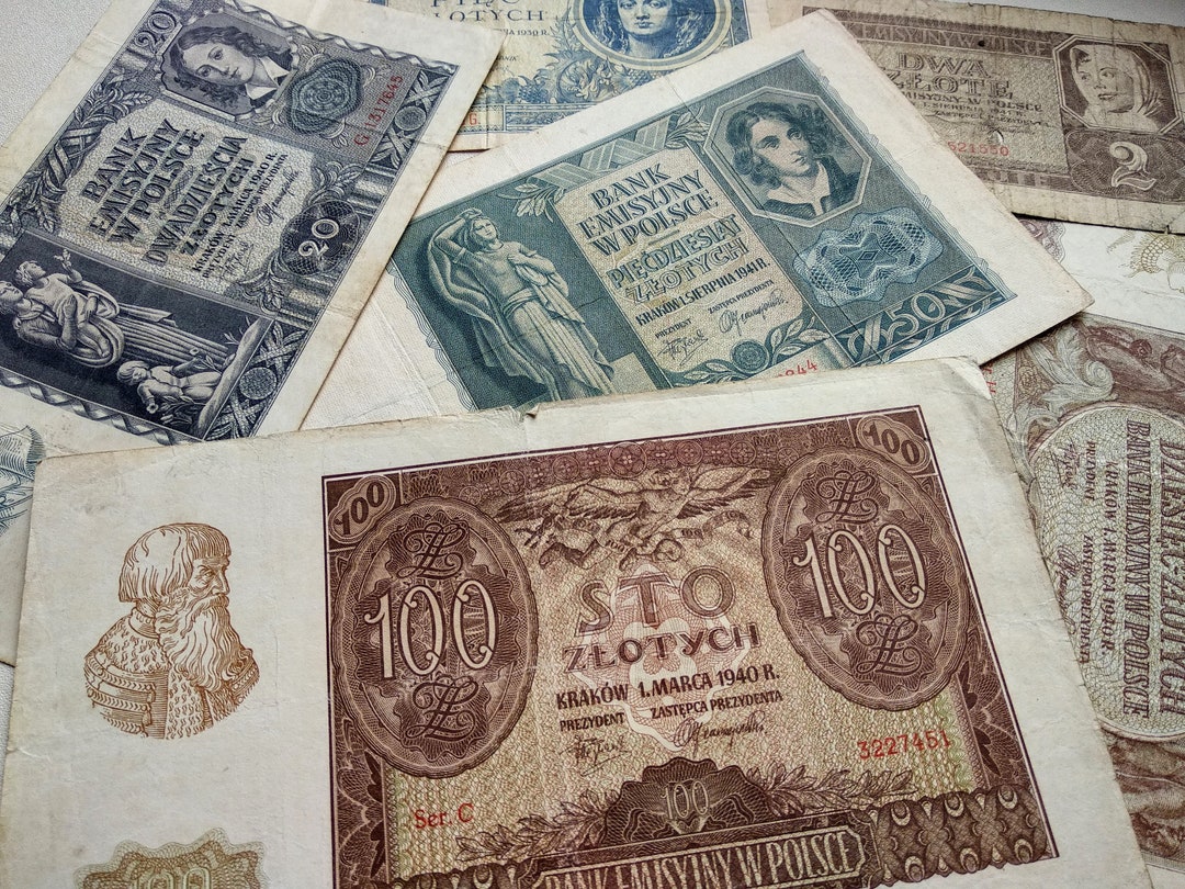 Set of 7 Old Polish Genuine Banknotes Antique Money Paper - Etsy