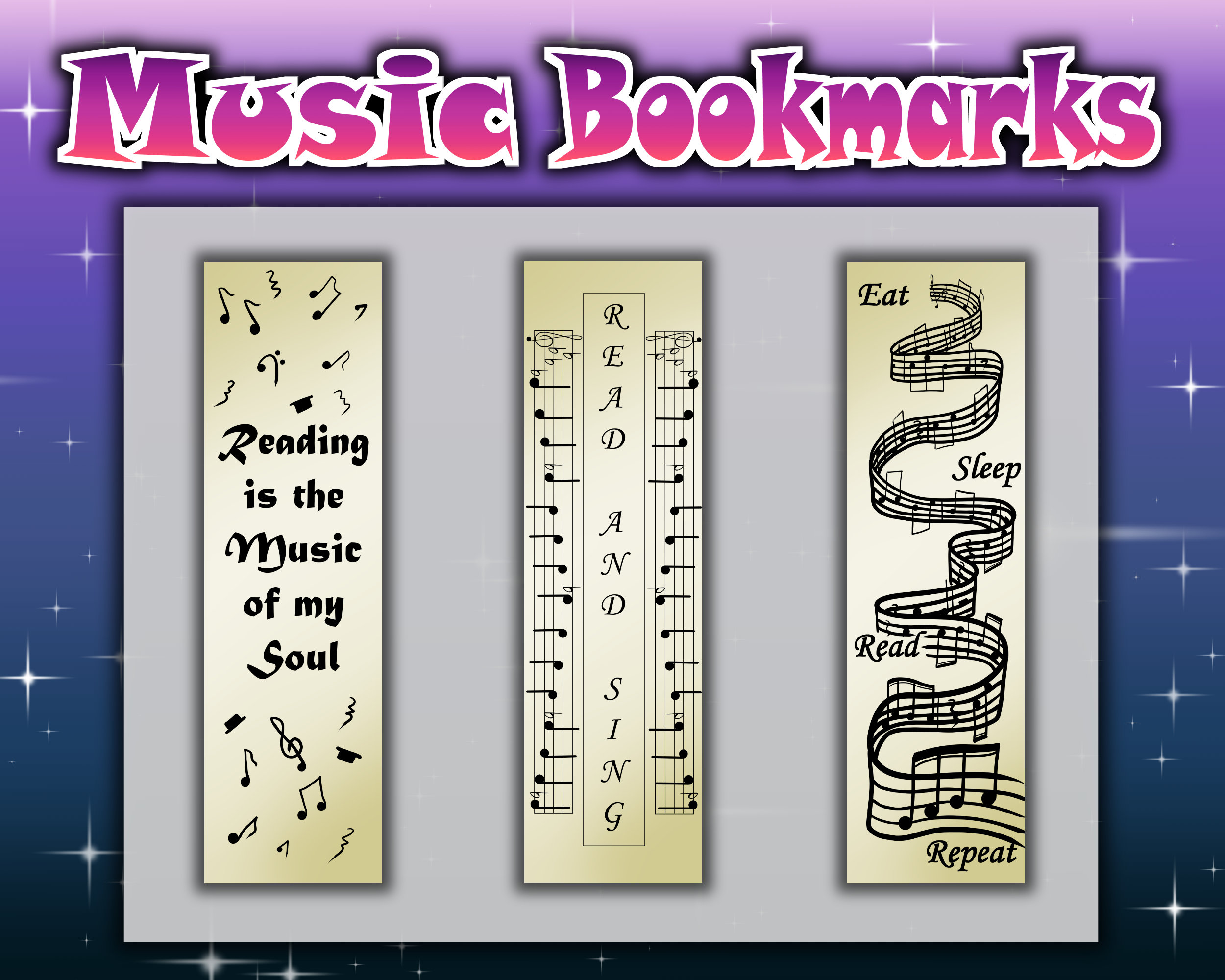 Bookmark Music Bookmarks Printable Download Digital | Etsy