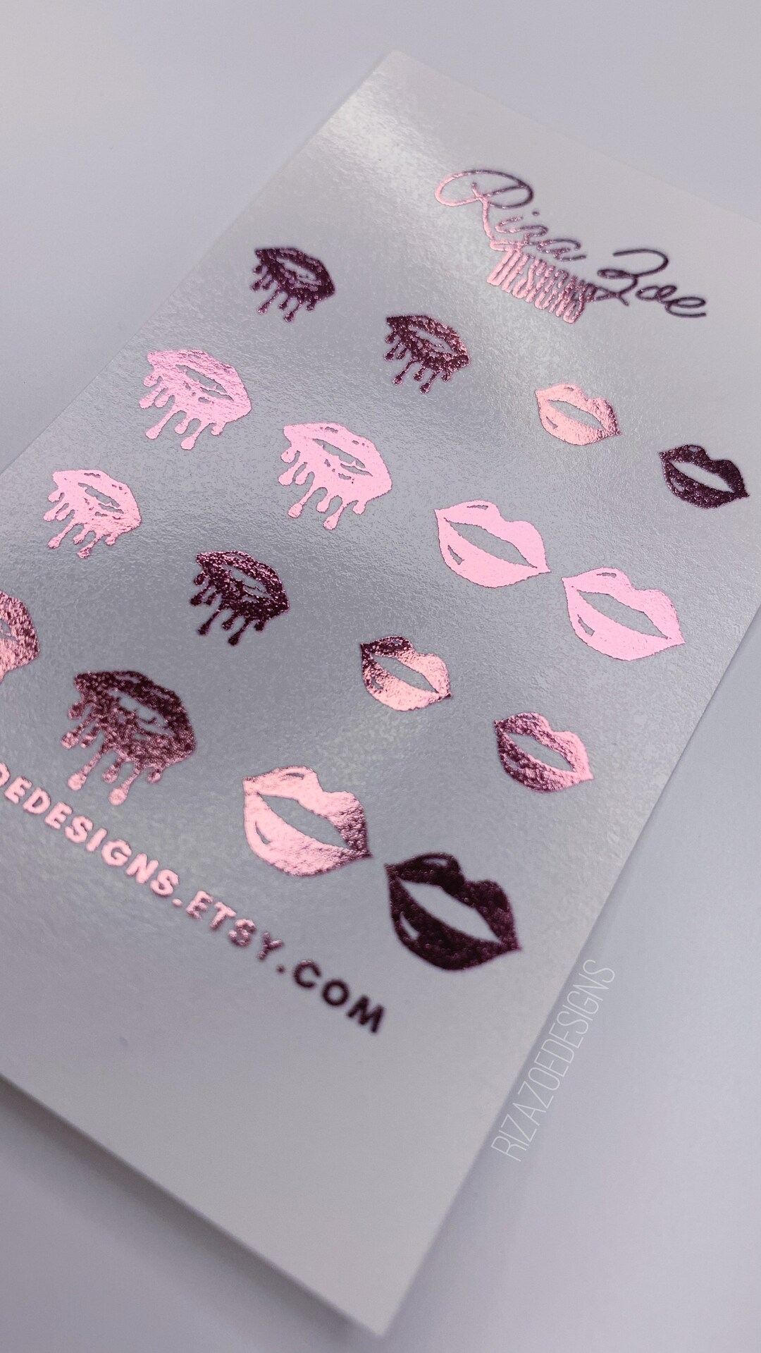 Metallic Lips & Drips Waterslide Nail Decals, Foil Lips Waterslide Nail ...
