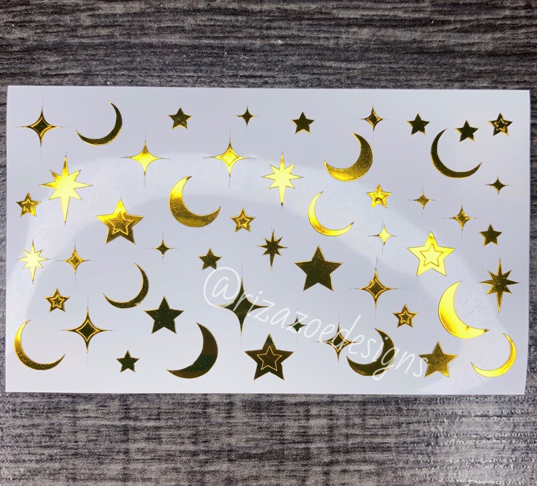 Starry Night Vinyl Nail Decal Star Nail Decals Moon Nail Decals Opal ...