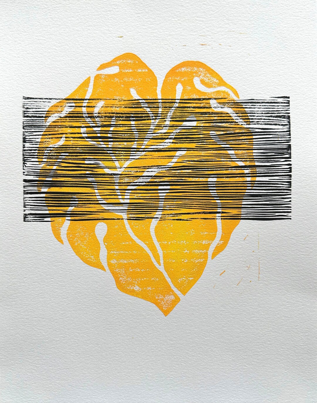 Orange Heart Block Print - Etsy