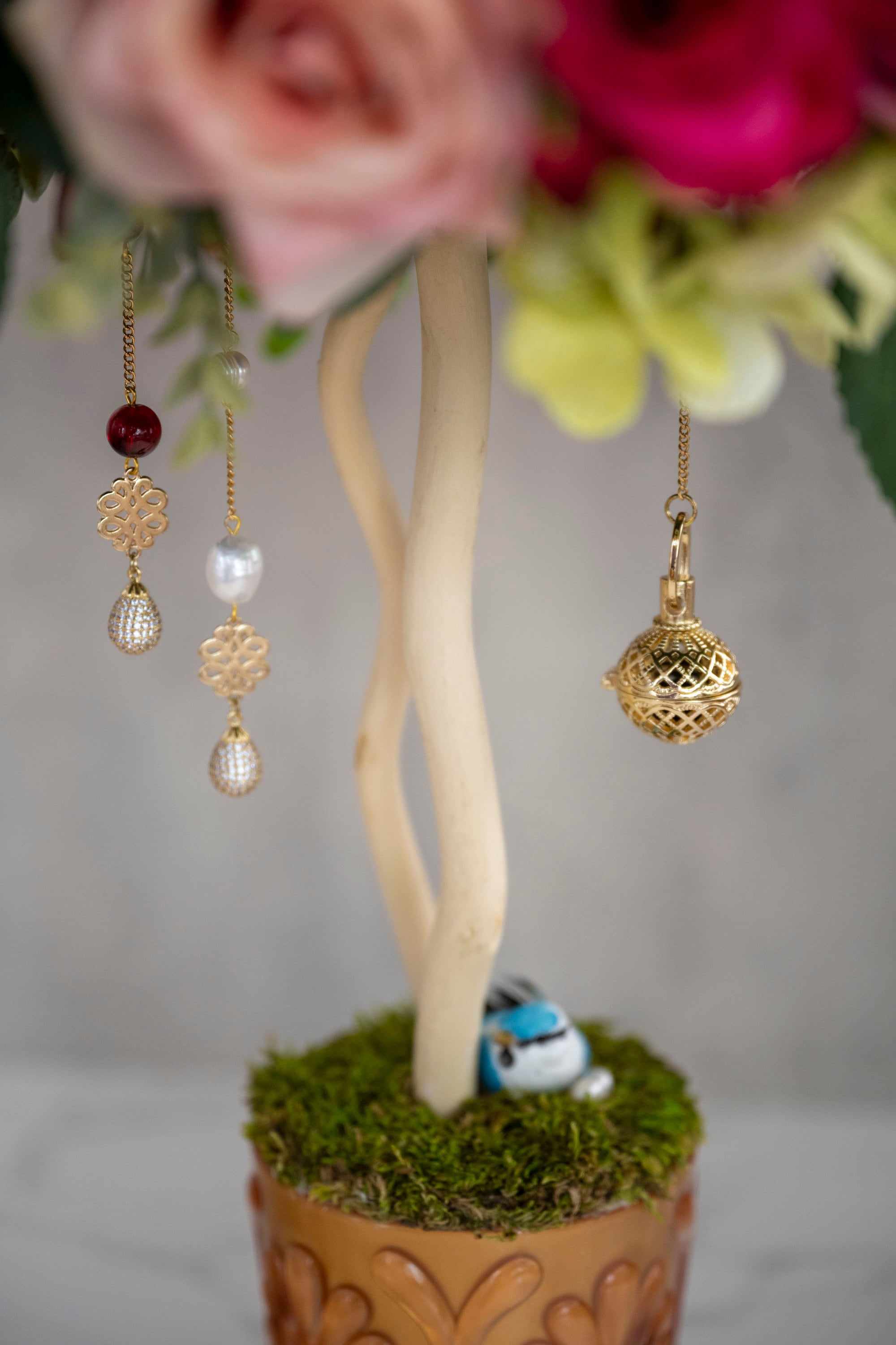 Topiary Faux Spring Flower Arrangement Centerpiece Silk Topiary ...