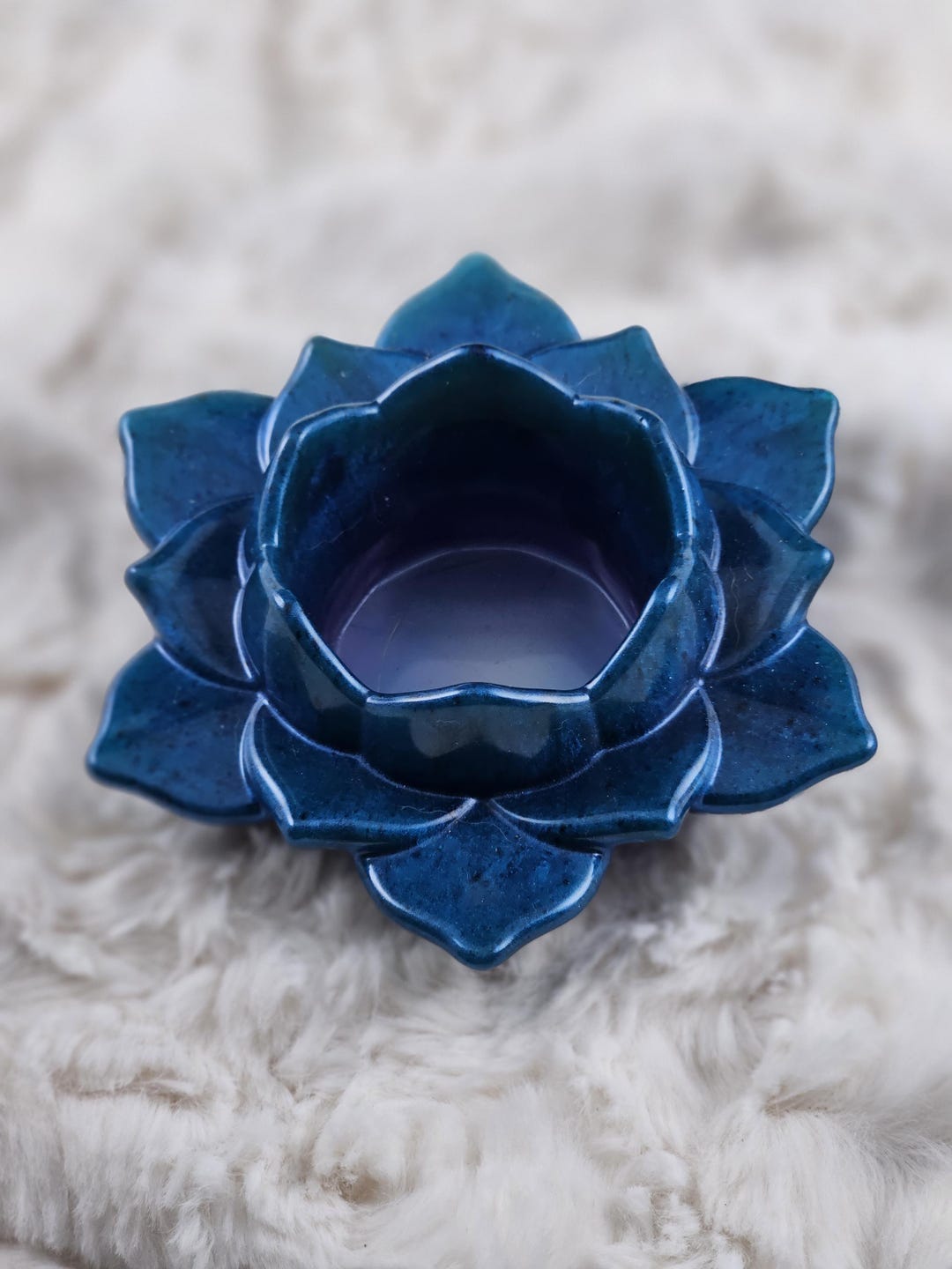 Blue Purple and White Lotus Flower Tealight Holder - Etsy