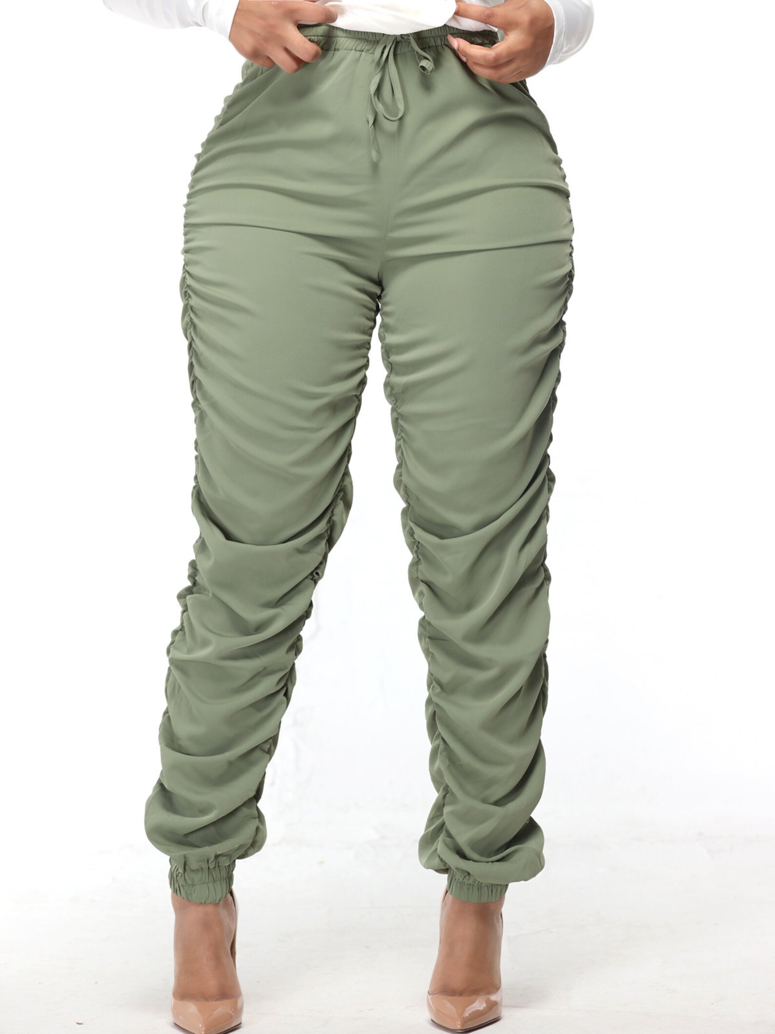 High Waist Ruched Side Pants - Etsy