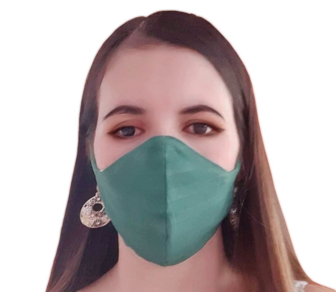 Face Mask/ Christmas Green / Three Layer Cotton Fabric/ Pocket for ...