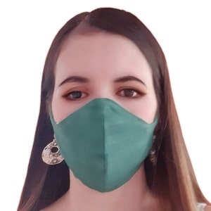 Face Mask/ Christmas Green / Three Layer Cotton Fabric/ Pocket for ...