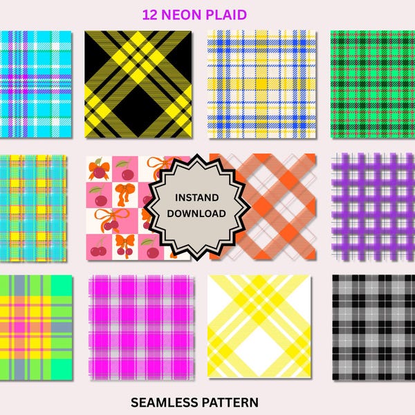 Neon Plaid - Etsy