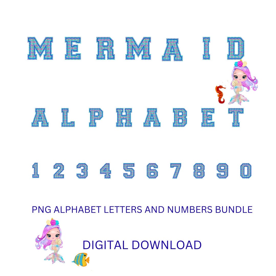 Mermaid Scale Font PNG – Alphabet & Numbers Digital Font Download - Etsy