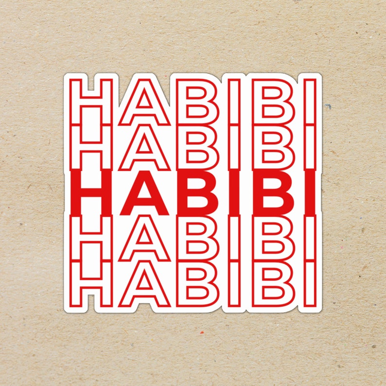 Retro Habibi Red Arabic Arab Matte Sticker for Car, Bike, Phone, Bottle ...