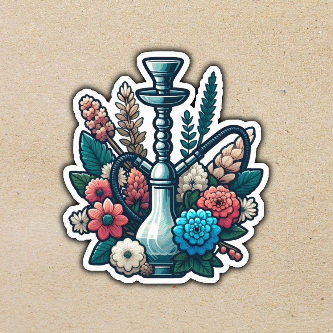 Unique Abstract Floral Hookah Shisha Colorful Artwork Matte Sticker ...