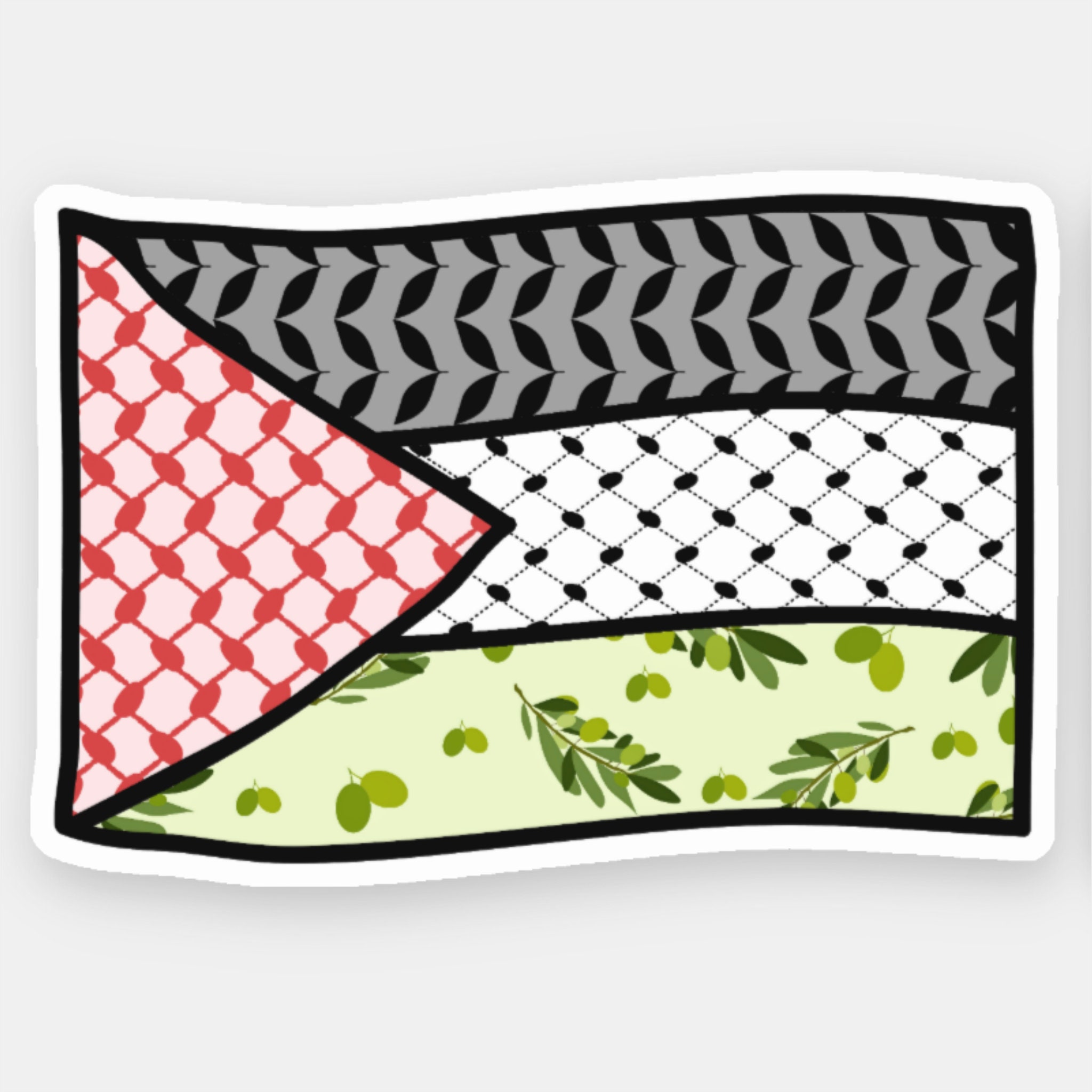 Watermelon or Keffiyeh Palestine Flag Artwork Matte Sticker ...