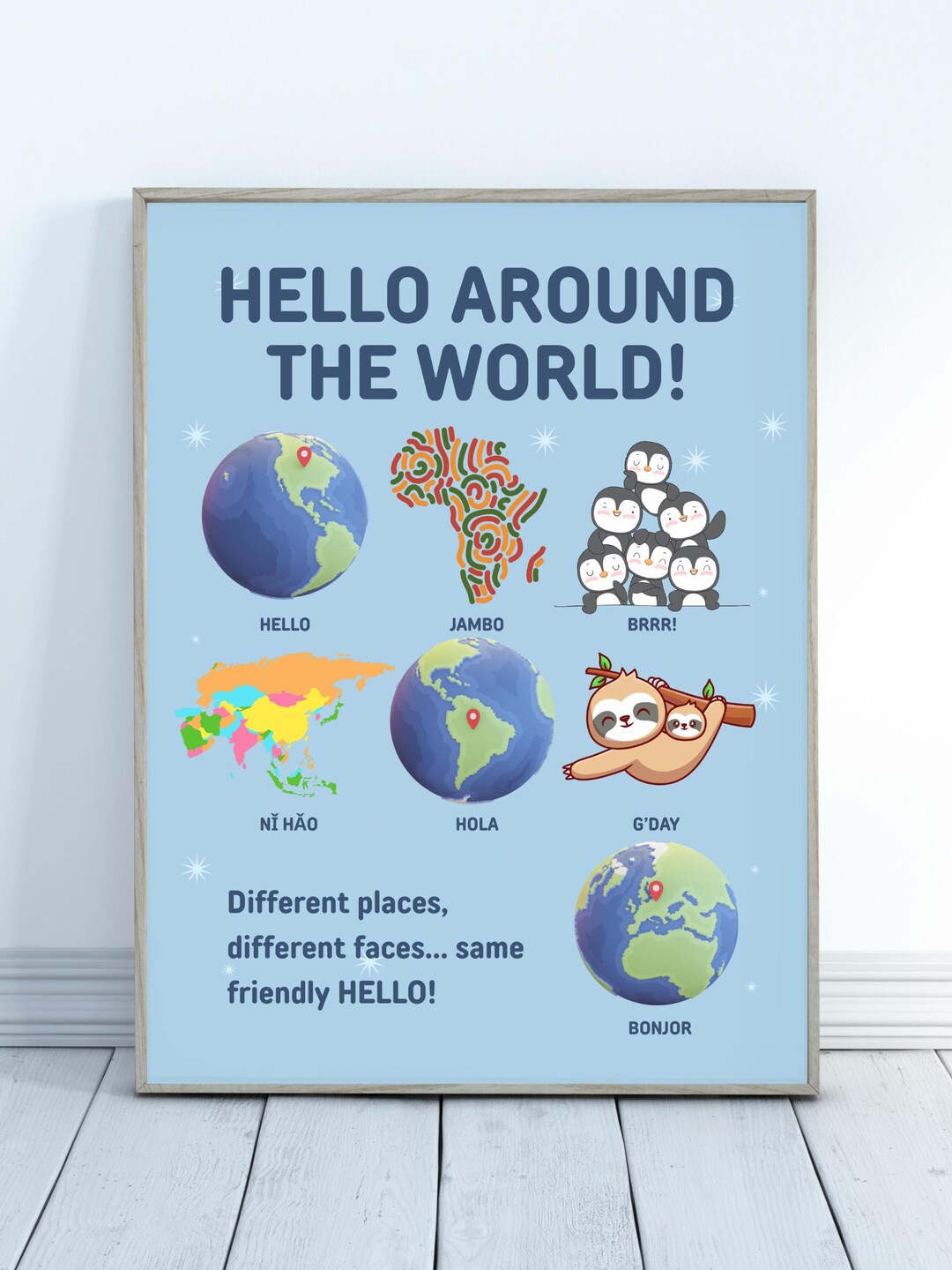 Hello Around the World – Kids Language Poster | Learn to Say Hello in 7 ...