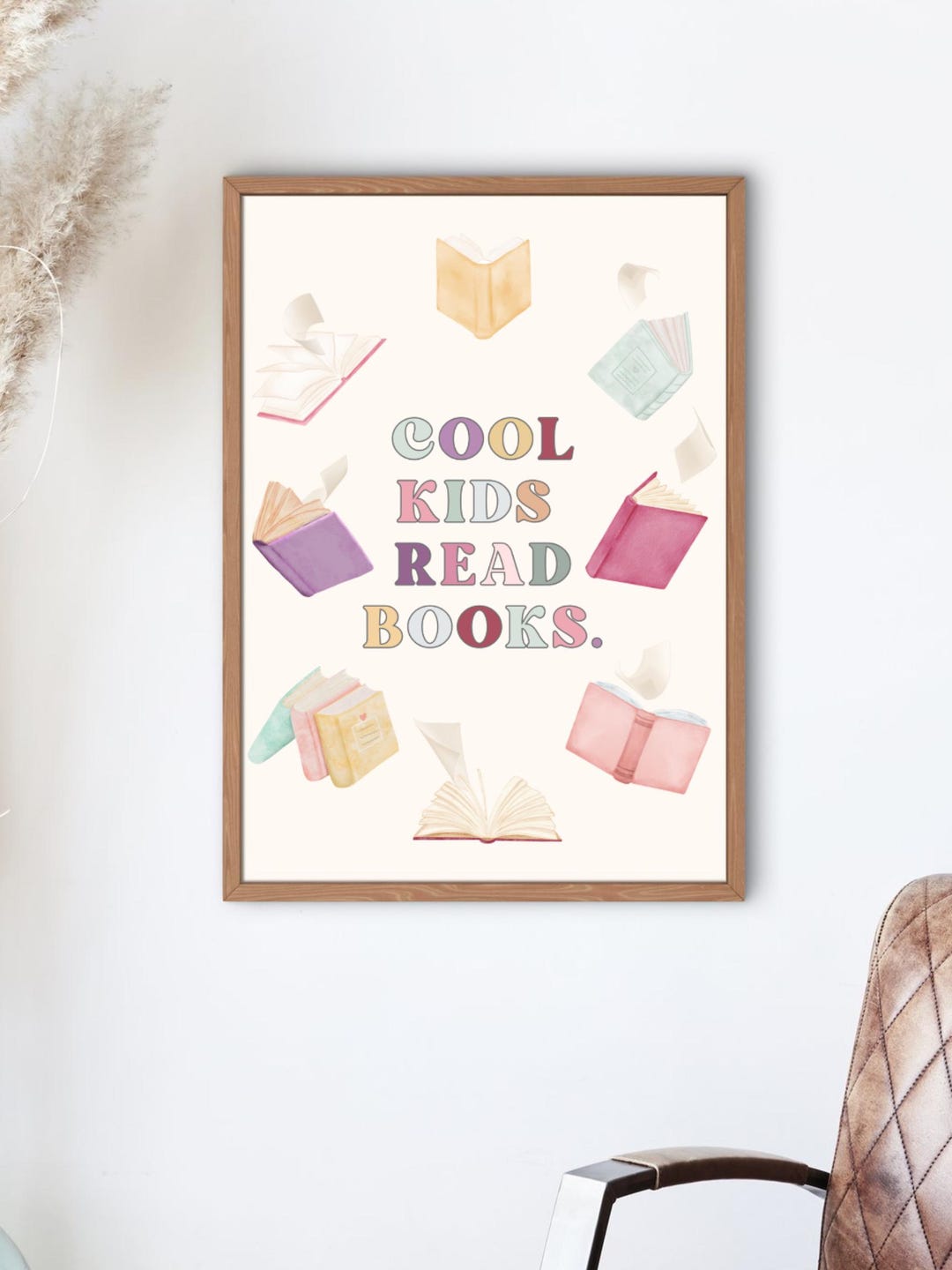 Pastel Reading Poster for Kids Room, Cute Literacy Wall Art Print, Book ...
