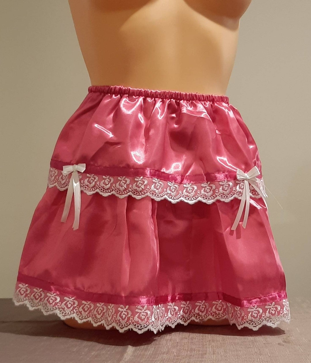Pretty Mini Satin Half Slip Frilly Waist Slip Fuchsia Pink - Etsy UK