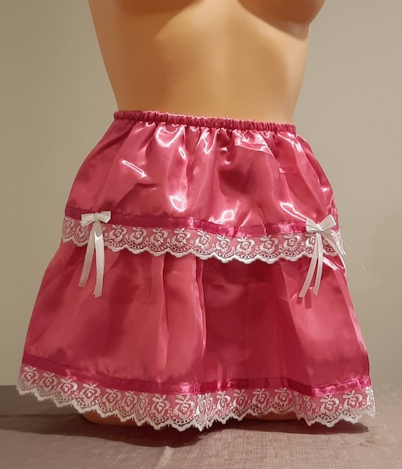 Pretty Mini Satin Half Slip Frilly Waist Slip Fuchsia Pink | Etsy UK
