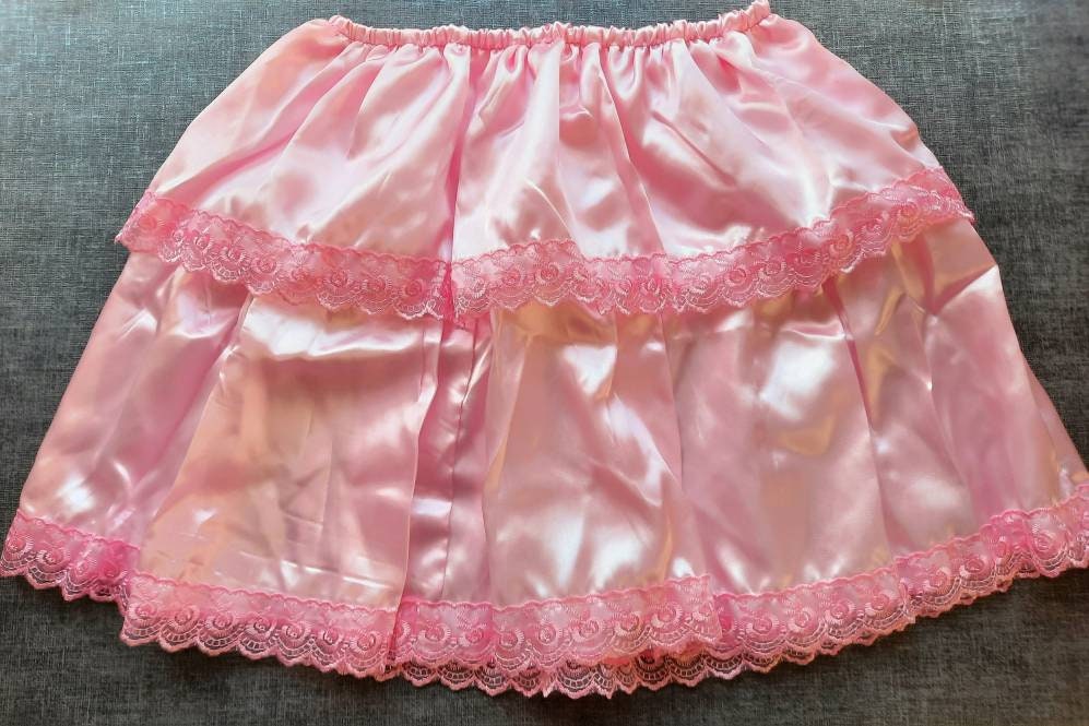 Pretty Satin Half Slip| Pale Pink| 2 Layer Waist Slip With Pretty ...