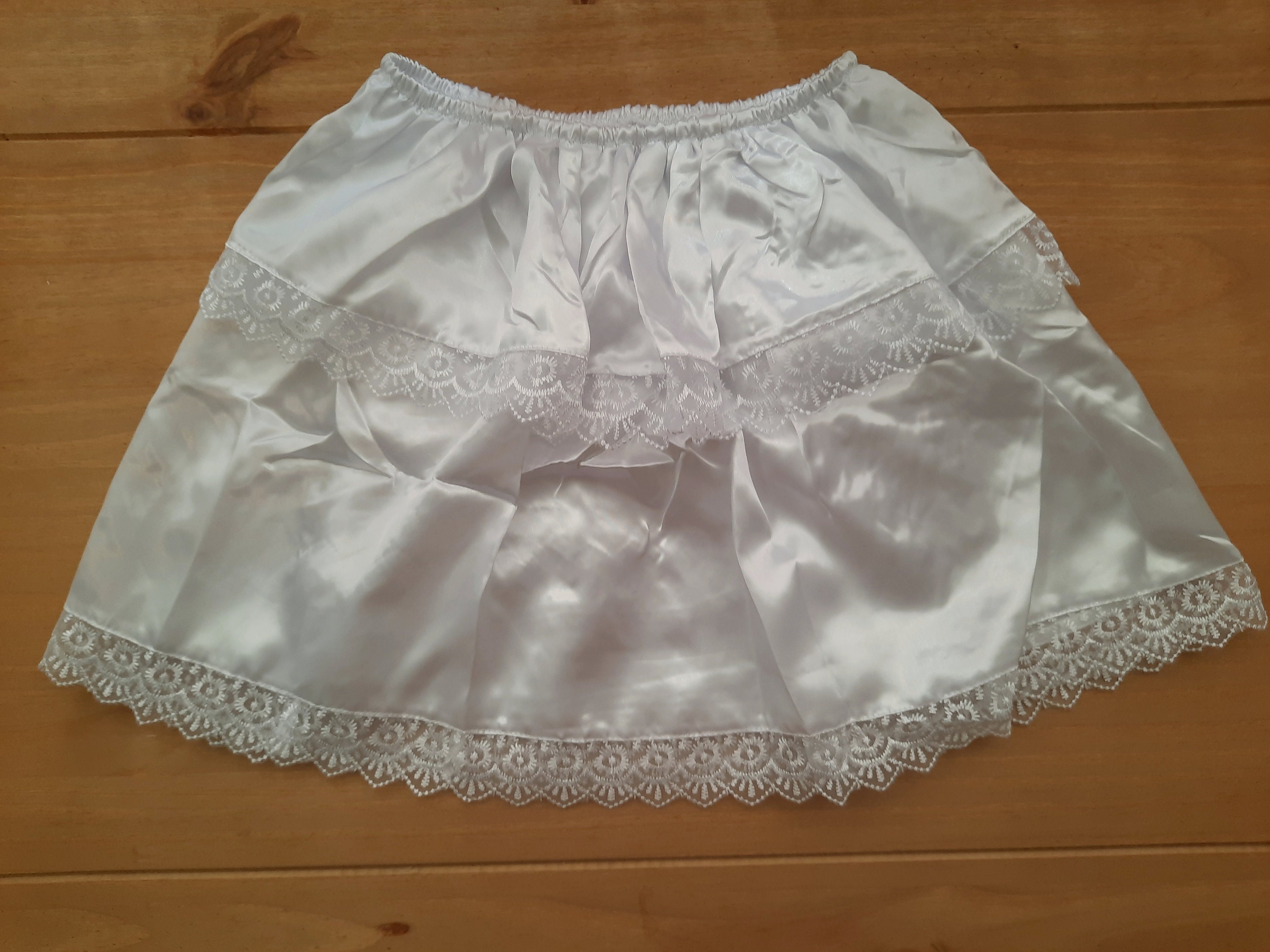 Pretty Mini White Satin Half Slip 2 LAYERS | Waist Slip, White Floral ...