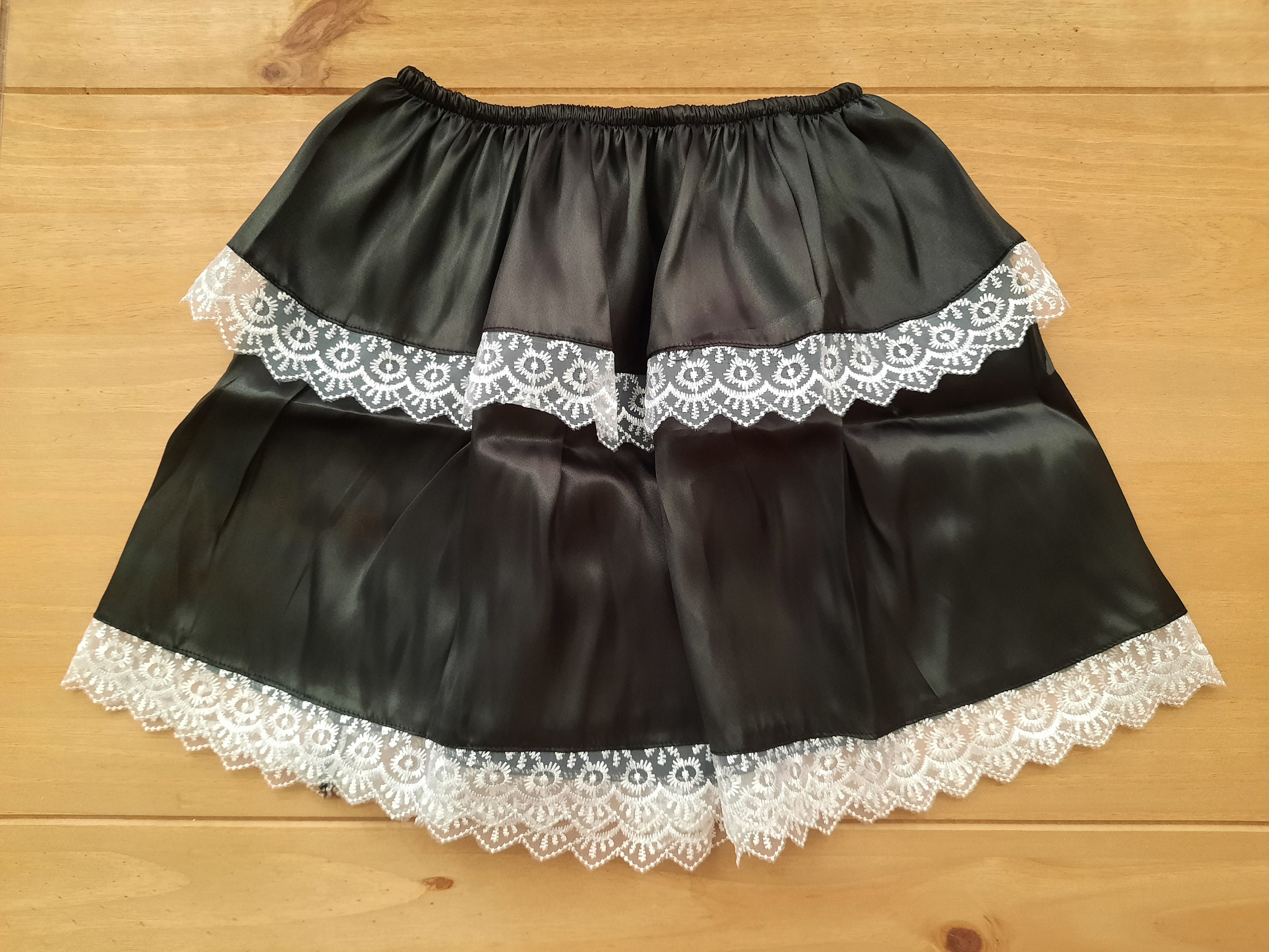 Pretty Mini Satin Half Slip 2 LAYERS | Waist Slip Black, White Floral ...