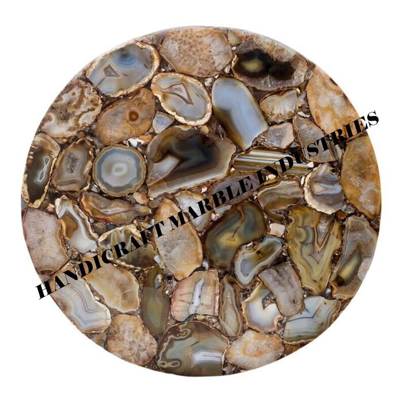 Natural Agate Side Table Agate Stone Table With Stand - Etsy