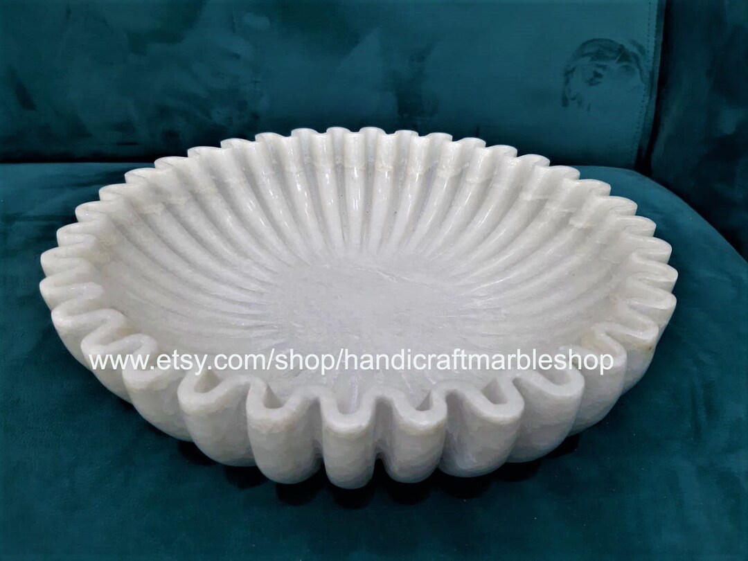 Marble Ruffle Bowl, Scallop Marble Bowl, Marble Decorative Bowl, Marble ...