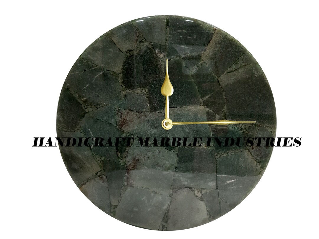 Green Aventurine Wall Clock, Stone Wall Clock, Round Wall Clock, Green ...