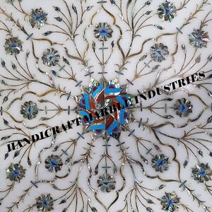 24 Inch Marble Inlay Coffee Table Pawa Shell Inlay - Etsy