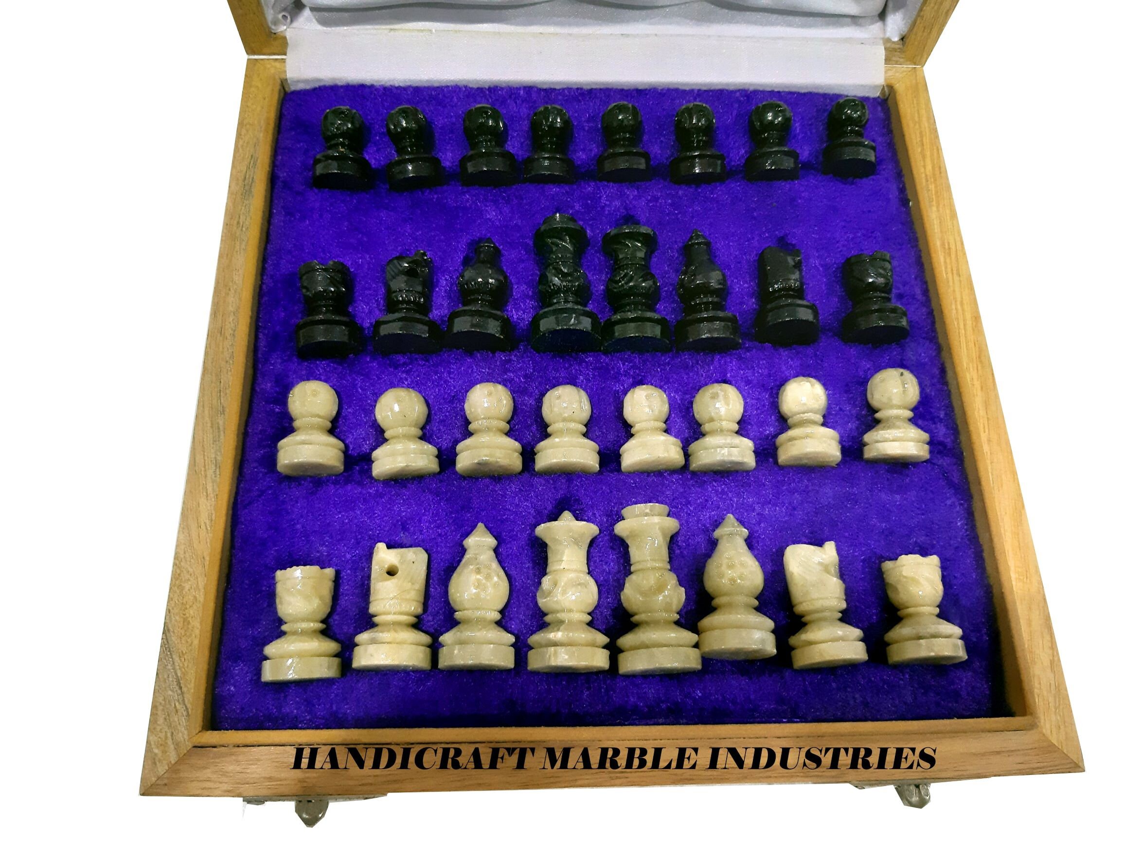 Wooden Chess Box With Marble Chess Pieces Wooden Chess Set - Etsy